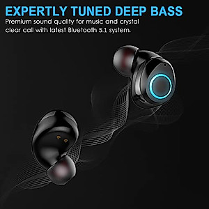 Motast Wireless Earbuds, Bluetooth 5.1 Headphones Mini Bluetooth Earbuds with HD Mic, Wireless Earphones in Ear with USB C Charging Case, IP7 Waterproof, Deep Bass, 30H Playtime Headset for Sports