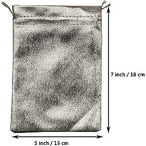 BEAVOING Pack of 50 5"x 7" Heavy Duty Silver Drawstring Organza Jewelry Pouches Wedding Party Christmas Favor Gift Candy Chocolate Bags(Silver, 5"x 7")