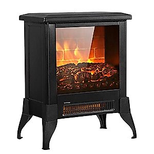 FRITHJILL Electric Fireplace Heater,1400w 18" Indoor Freestanding Fireplace Stove with Realistic Flame Effect