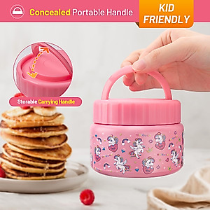 Charcy 8oz Thermo for Hot Food Kids, Wide Mouth Leak-Proof Soup Thermo, Insulated Food Jar for 4h Hot and 6h Cold - Pink Unicorn Y