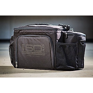 Meal Prep Lunch Box ISOBAG - Large Insulated 6 Meal Prep Bag/Cooler with 12 Containers, 3 Ice Packs & Shoulder Strap (Blackout) - Made in USA