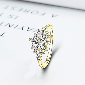 YAZILIND Statement Wedding Ring Gold Plated Square Cubic Zirconia Engagement Jewelry Gift Size 9