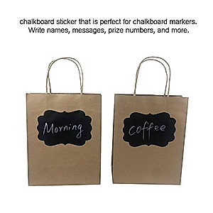 【24pcs Bags】Paper Bags With Handles- 8x10x4 Brown Shopping Bags-Gift Bags With Chalk Sticker-Mudium Size Kraft Bag-Kraft Paper Bags With Chalkboard Sticker - Party Bag With Label-White Chalk Pens- Chalk Marker…