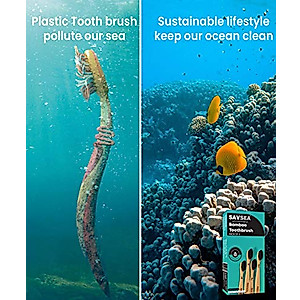 SAVSEA Bamboo Toothbrush with Soft Medium Bristles for Men & Women, (8 Toothbrushes)