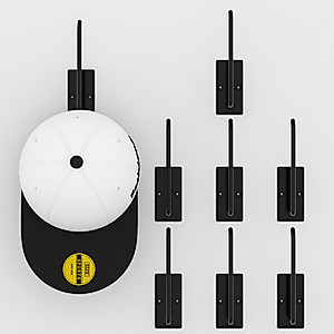 LONGD 8 Pack Hat Racks for Baseball Caps, Hat Organizer for Baseball Cap, Hat Holder Storage Organizer, Hat Hanger Strong Adhesive/Wall Drilled for Door,Bedroom,Closet Black