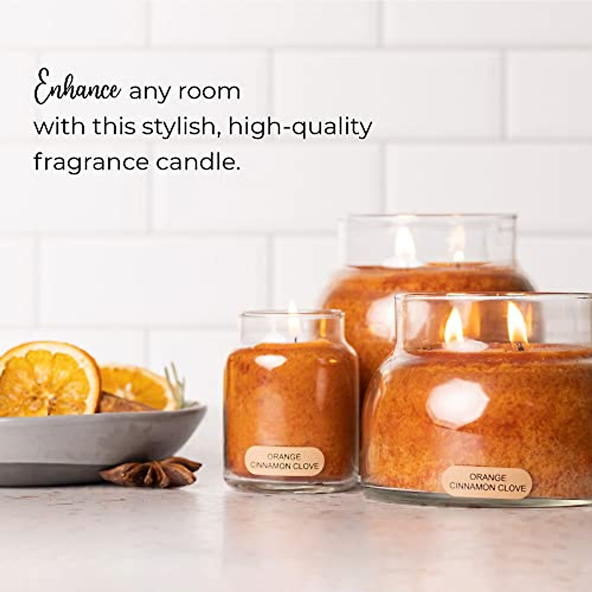 A Cheerful Giver — Orange Cinnamon Clove - 34oz Papa Scented Candle Jar with Lid - Keepers of the Light - 155 Hours of Burn Time, Gift for Women, Orange