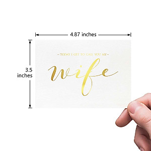 MAGJUCHE Today I Get To Call You My Wife Wedding Day Card, Gold Foil To Bride Card