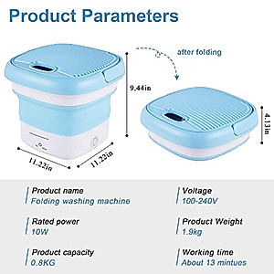 Portable Washing Machine, Mini Washer, Foldable Small Washer for Underwear, Socks, Baby Clothes, Towels, Delicate Items (Blue)