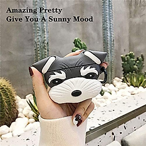 Guanli Cute Case for AirPods 3rd Generation 2021 Model,Cool Funny 3D Cartoon Lovely Animals & Fruit Design Silicone Protective Case Cover with Keychain for New Airpod 3 Gen for Women Men (Schnauzer)