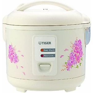 Tiger JAZ-A10U-FH 5.5-Cup (Uncooked) Rice Cooker and Warmer with Steam Basket, Floral White