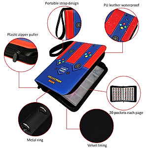 Dmoicols Game Card Binder Compatible with Nintendo Switch &OLED&Lite Model,PS Vita Cartridge Case,SD Memory Card Storage Holder with Sleeves,Card Collection Book holds up to 200 Cards(Red+Blue)