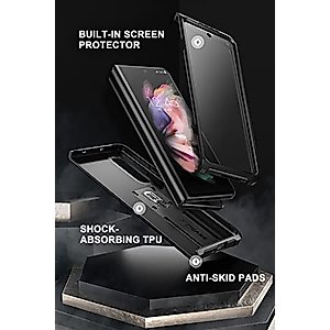 SUPCASE Unicorn Beetle Case for Galaxy Z Fold 3 5G (2021), Rugged Belt Clip Shockproof Protective Case with Built-in Screen Protector & Kickstand (Black)
