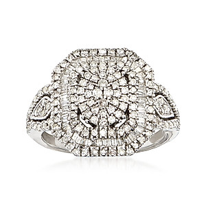 Ross-Simons 1.00 ct. t.w. Round and Baguette Diamond Multi-Level Ring in Sterling Silver. Size 7