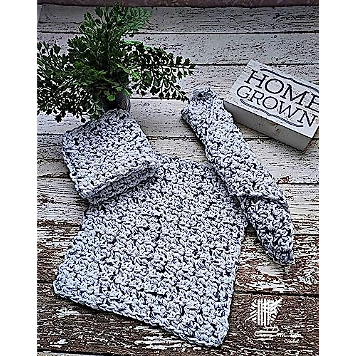 Black White Dish Cloth Set of 3 Handmade Crochet Wash Cloths Organic Cotton Eco Friendly Dish Rags