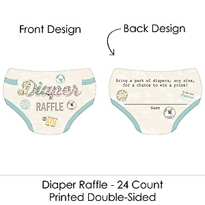 Big Dot of Happiness World Awaits - Diaper Shaped Raffle Ticket Inserts - Travel Themed Baby Shower Activities - Diaper Raffle Game - Set of 24