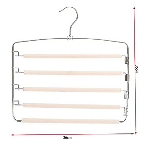 5 Layers Stainless Steel Pants Hangers Non-Slip Foam Padded Swing Arm Space Saving Clothes Slack Hangers(3 Pack) for Jeans, Suit Pants