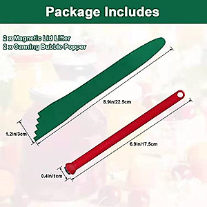 Catcan 4 PCS Canning Tools and Equipment Include 2 Pack Canning Magnetic Lid Lifter with 2 Pack Canning Bubble Popper Heat Resistant Home Easy Canning Kits (Red+Green)