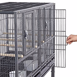 Topeakmart 2 Pack Divided Breeder Parakeet Canary Lovebird Finch Budgie Bird Cages W/Rolling Stand