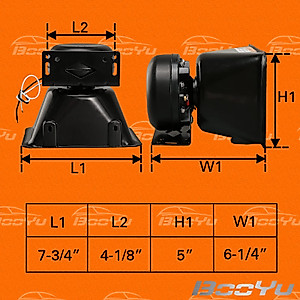 BooYu 200 Watt Rectangle High-Performance PA Siren Horn Speaker [8 Ohms] [125-135 dB] [IP66 Waterproof] [Compatible with 100-200 Watt Siren System] for Police Car, Ambulance, Fire, Engineer Vehicles