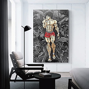 XIANNA Baki The Grappler Anime Poster (6) Painting On Canvas Wall Art Poster Scroll Picture Print Living Room Walls Decor Home Posters 16x24inch(40x60cm)
