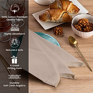 Candy Cottons Taupe Cloth Dinner Napkins Cotton 18x18 in Washable Napkins Cloth| Absorbent Reusable Spring Easter Basket Decor Pk of 6 Table Napkins Cocktail Party Wedding BBQ Cafe Cloth Napkins