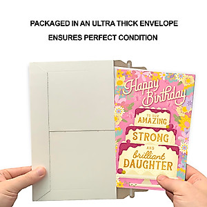 Prime Greetings Daughter Birthday Card, Made in America, Eco-Friendly, Thick Card Stock with Premium Envelope 5in x 7.75in, Packaged in Protective Mailer