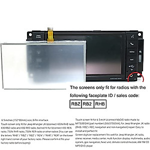 YuYue Electronic Navigation Touch Screen Digitizer ForChrysler/Dodge/Jeep Radio 6.5-inch LCD Display Audio System Stereo Digital Media Receiver Glass Panel Repair(RB2/RHB)