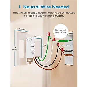 meross Smart Dimmer Switch Single Pole Supports Apple HomeKit, Alexa Google Assistant & SmartThings, 2.4GHz WiFi Light Switch for Dimmable LED, Neutral Wire Required, Remote Control Schedule, 1 Pack