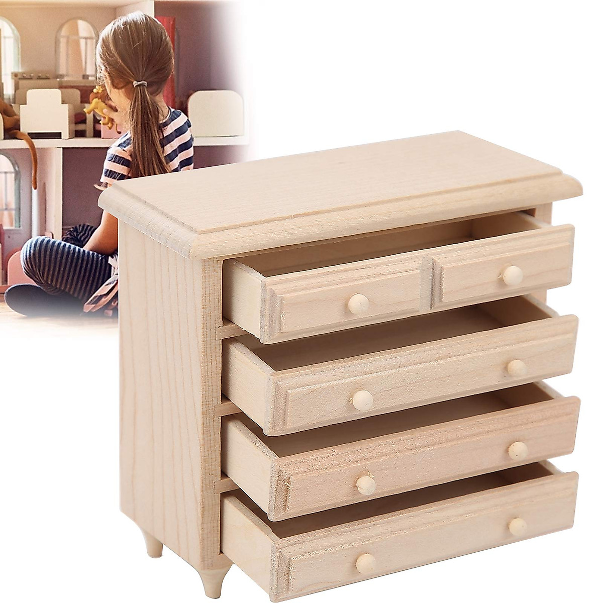 Fippkargo 1:12 Wooden Table Square 8 Button Dollhouse Movement Cabinet Sleeping Cabinet Mini Furniture Solid Wood Miniature Model Beautiful Color Kit Handcraft DIY Model Gift Supplies Accessories