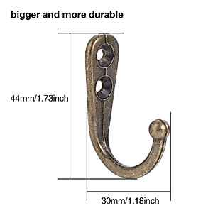 EBOOT 20 Pieces Wall Mounted Hook Robe Hooks Single Coat Hanger and 50 Pieces Screws (Bronze)