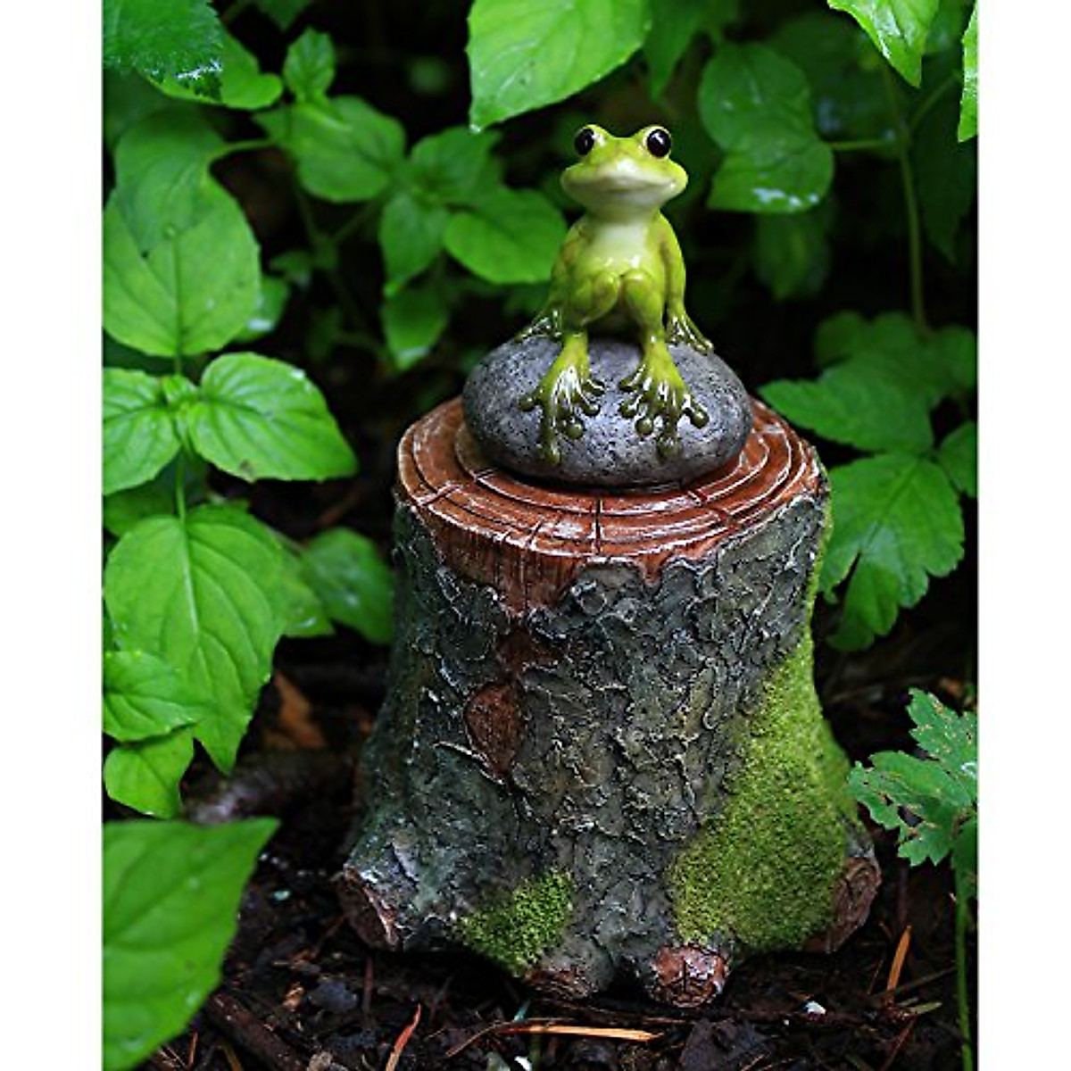 Top Collection 4284 Decorative Mossy Tree Stump Display Figurines, Green, Brown