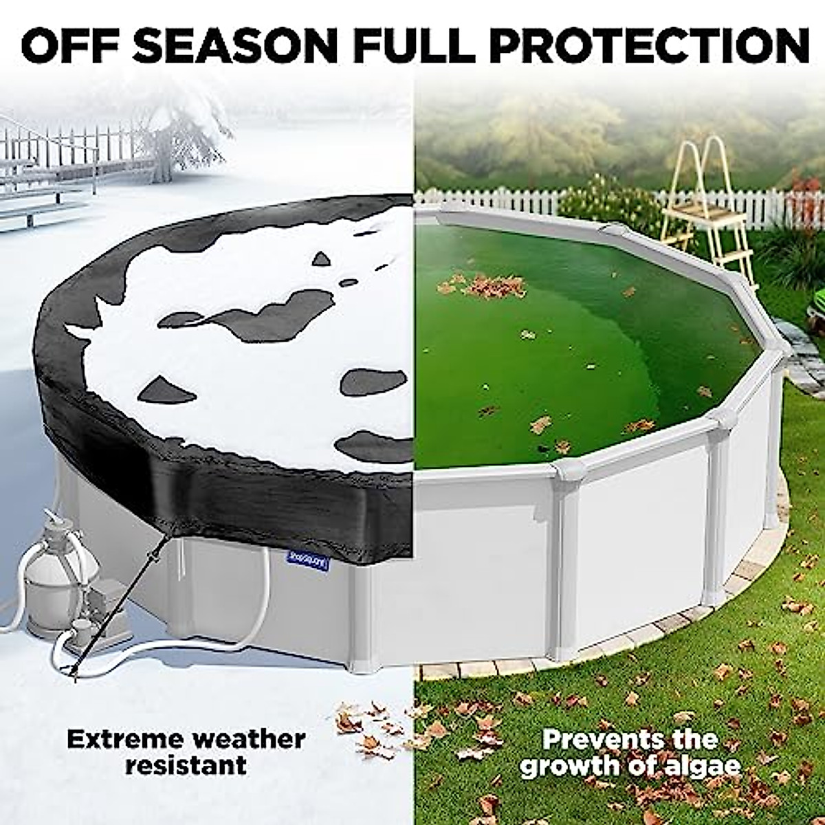 8 ft Pool Cover for Above Ground Pools, Solar Pool Cover with Drawstring Design, Round Pool Cover, Winter Swimming Pool Cover, Hot Tub Cover, Absorbs Heat, Protects from Debris, Black