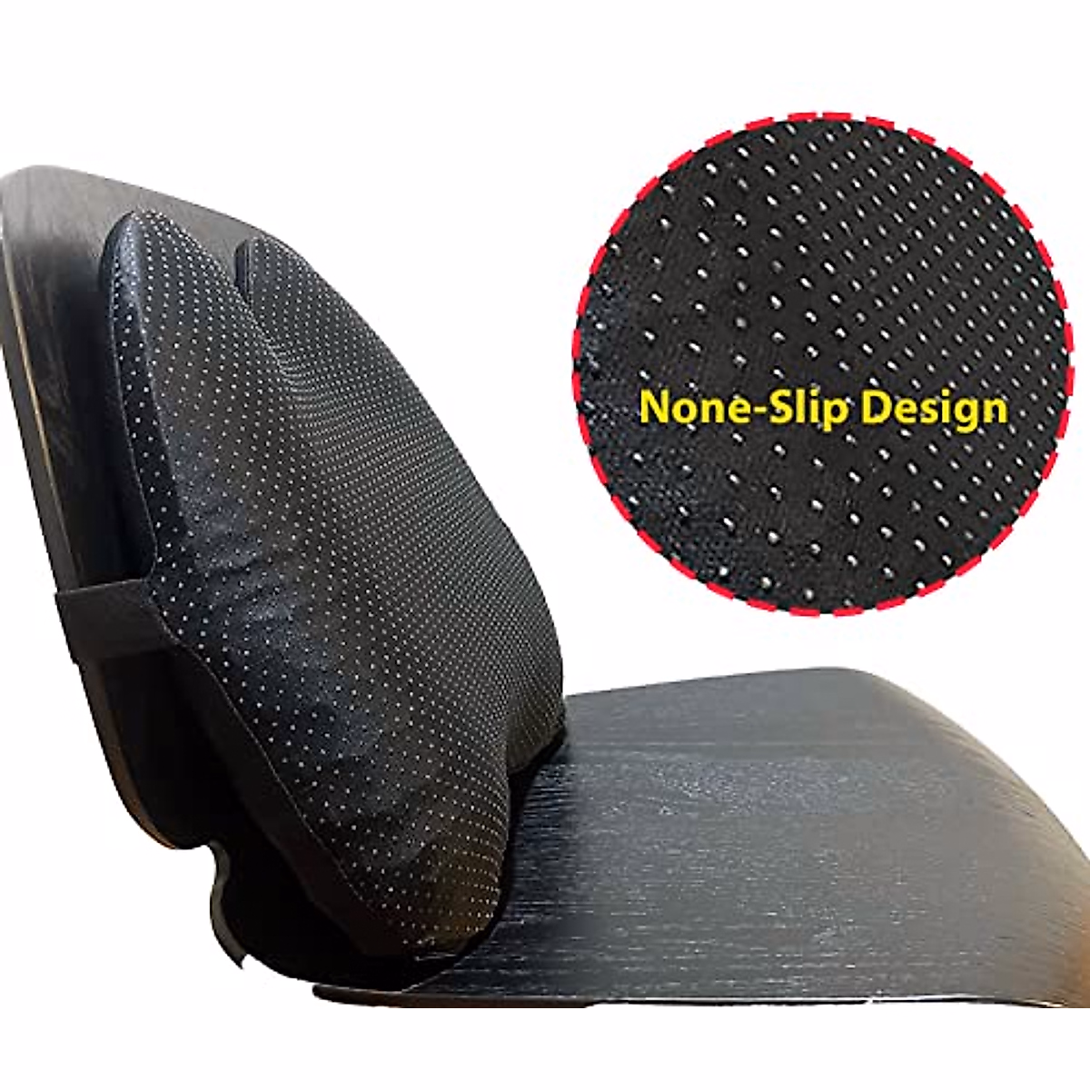 LunaBox Dense Lumbar Pillow - Ergonomic Patented Multi-Region Back Support for Lower Back Pain Tailbone Relief, Lumbar Support Cushion w/Strap for Home, Office Chair and Sofa - Black