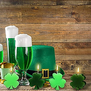 12 Pcs St. Patrick's Day Handmade Delicate Clover Candles St. Patrick's Day Lucky Candles Freestanding Irish Shamrock Green Candles Irish Candle Decoration for Festival Party Home Decoration