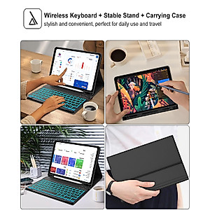 BORIYUAN iPad 10.2 inch Case with Keyboard, Detachable Bluetooth Keyboard with 7 Color Backlit, Slim Folio Smart Cover with Pencil Holder for iPad 9th/8th/7th Gen/iPad Pro 10.5"/iPad Air 3rd Gen Black