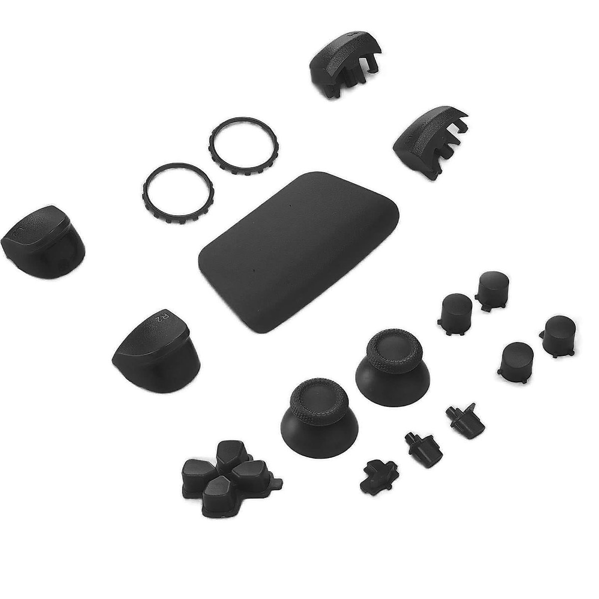 Full Set for , Thumbsticks Buttons R1 L1 R2 L2 ABXY Buttons Controller Replacement Parts for (Black) [video game]