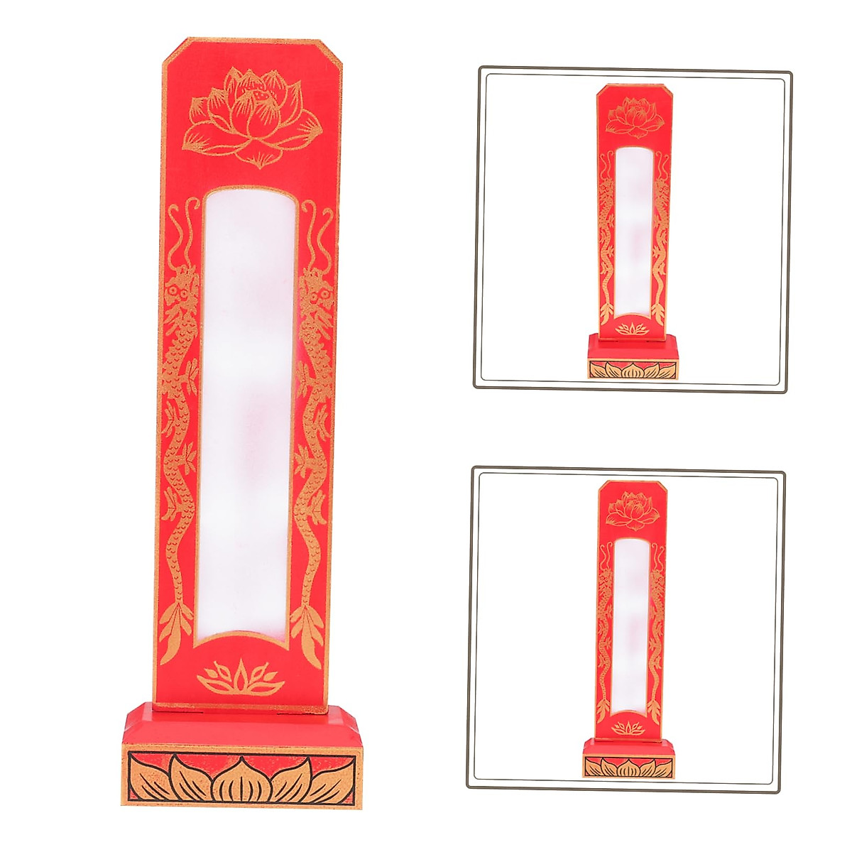 Garneck Cemetery Decorations for Grave Wooden Temple Board Chinese Ancestor Tablet Worship Board Day of The Dead Memorial Tablet Buddhist Offering Blank Plate Wind Chime Supplies Frame
