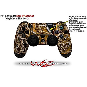 WraptorSkinz Skin Compatible with Sony PS4 Dualshock Controller PlayStation 4 Original Slim and Pro WraptorCamo Grassy Marsh Camo Orange (Controller NOT Included)