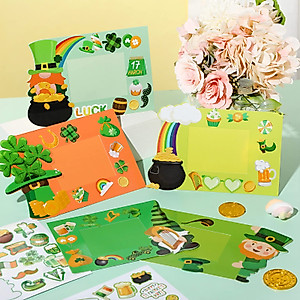 24 Sets St. Patrick's Day Crafts for Kids DIY Picture Frames Craft Kits Irish Shamrock Paper Photo Frames Saint Patricks Day Arts and Crafts with Stickers for Party Favors Home Class Game Activities