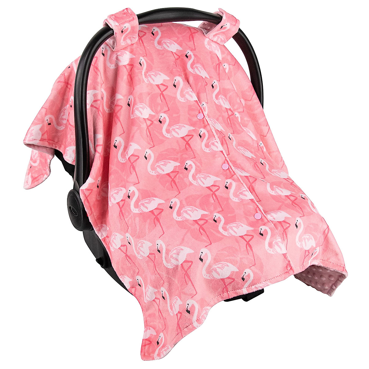 Top Tots Deluxe Minky Baby Car Seat Cover - Flamingo, 40 x 29 Inch Pink