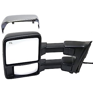 Kool Vue Driver Side Power Heated Towing Mirror for Ford F-250 F-350 Super Duty 2010-2016 Power Fold With Signal Light & Memory; Without Blind Spot Monitor Auto Extend with 2 Caps