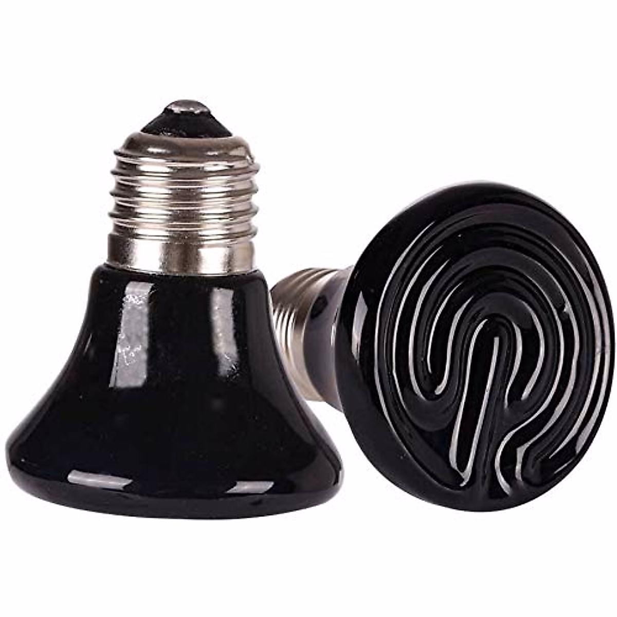 60W 2PCS Reptile Heat Emitter Infrared Ceramic Heat Lamp Black Emitter Bulb for Pet Coop Heater Chicken Lizard Turtle Brooder Aquarium Snake No Light