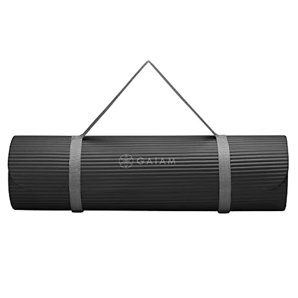 Gaiam Extra-Thick Yoga Fitness Mat and Exercise Mat with Non-Slip Texture and Easy Carry Strap - Ideal for Floor Workouts and Everyday Yoga - Supportive and Portable, Black, 10mm