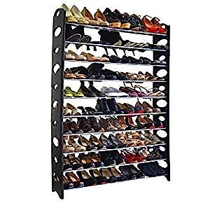 OWACLIQ Shoe Tower Rack, 10 Tier 50 Pair Free Standing Shoe Rack Organizer, Shoes Storage Organizer Shelf, Space-Saving Shoes Closet Organizer