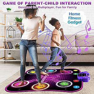 Jugana Kids Dance Mat Toys, Electronic Music Dance Pad with Light Up 6-Button & Wireless Bluetooth, Dance Game Toys for 3-12 Year Old Kids Girls Boys