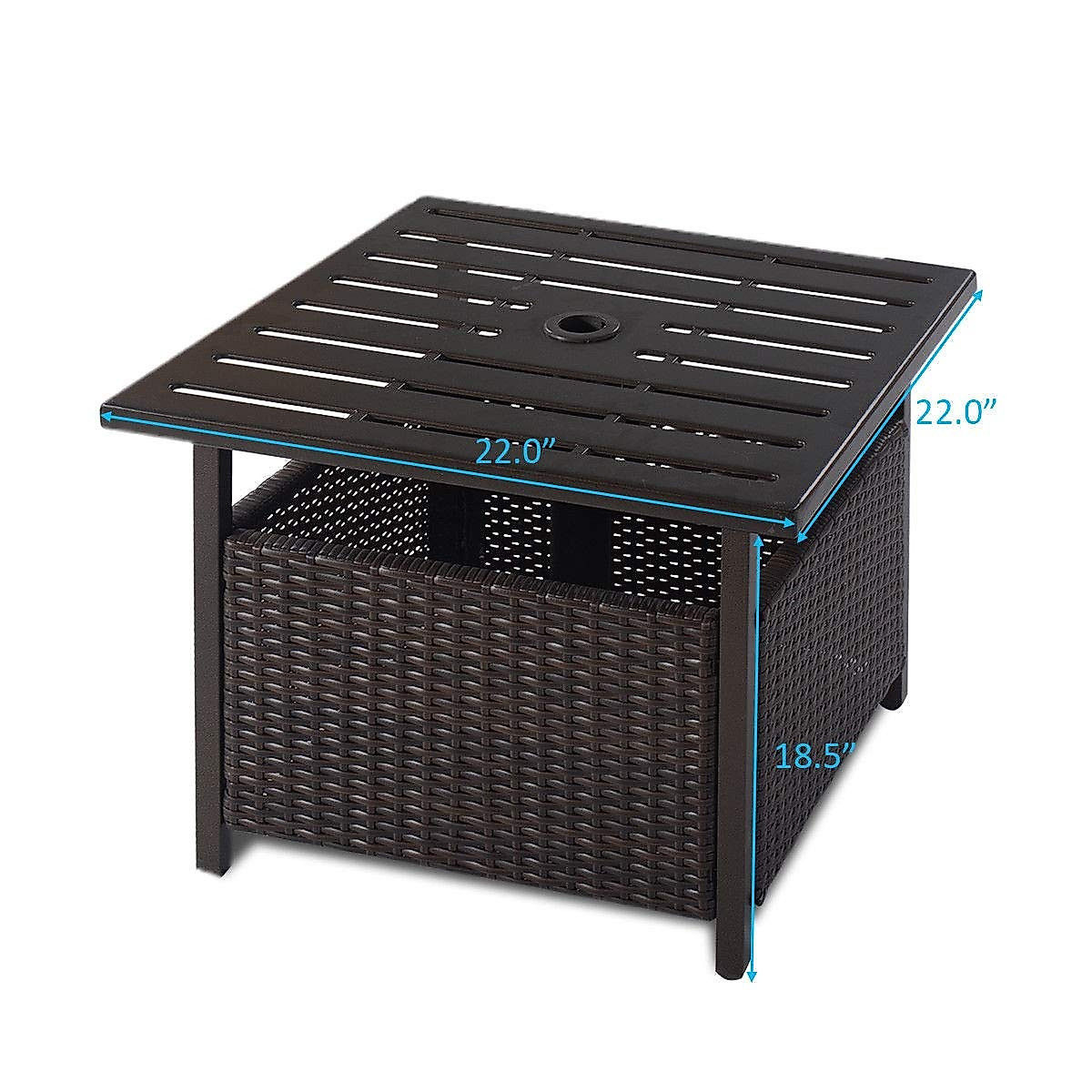 Outdoor Patio Rattan Wicker Steel Side Deck Table