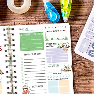 Sloth To Do Planner 2024 Spiral Notebook Hardcover Journal 120 Lined Pages New Year Daily Journal Office Home School