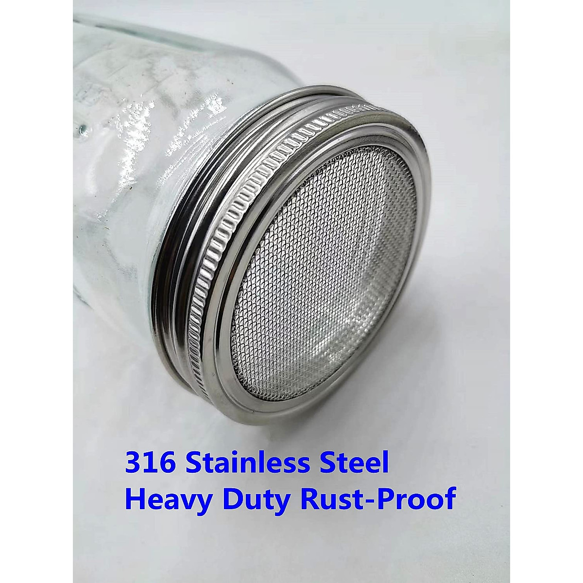 Mesh Strainer Sprouting Lids 316 Stainless Steel for Wide Mouth Mason Jars Canning Seed Sprouting Alfalfa Salad Sprouts Lid 4 Pack