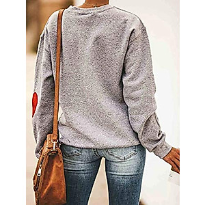 Love Heart Dog Paw Print Sweatshirts Women Long Sleeve Pullover Tops Casual Blouse Mother's Day Gray X-Large