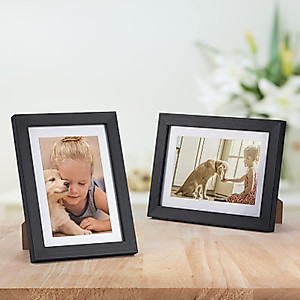 Giftgarden 4x6 Picture Frame Set of 4, 5x7 Frames Matted to 4 by 6 Pictures with Mat or 5 by 7 Photos without Mat, Wall Hanging or Tabletop Display, Black